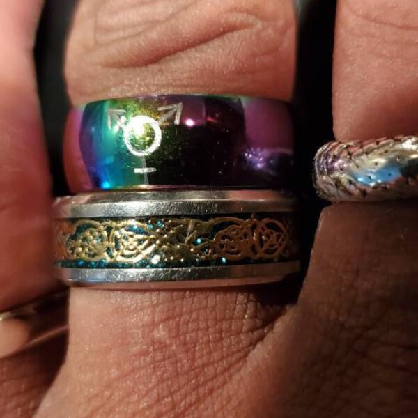 Stainless Steel Engraved LGBT Symbol Rings: Gay, Lesbian, Pansexual ...