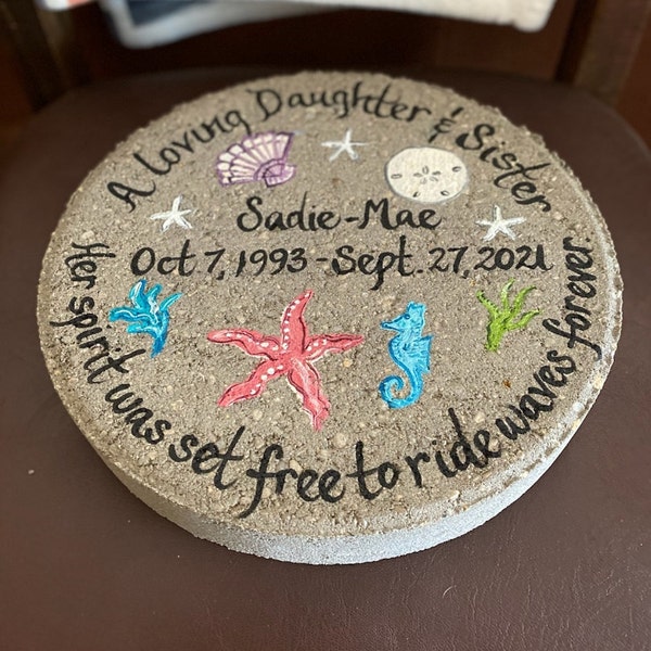 Personalized Beach Memorial Garden Stone: Sea Shell Memorial Gift - Etsy