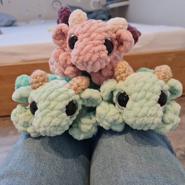 One Crochet Small Baby Dragon Plushie, Handmade Stuffie, Personalised ...