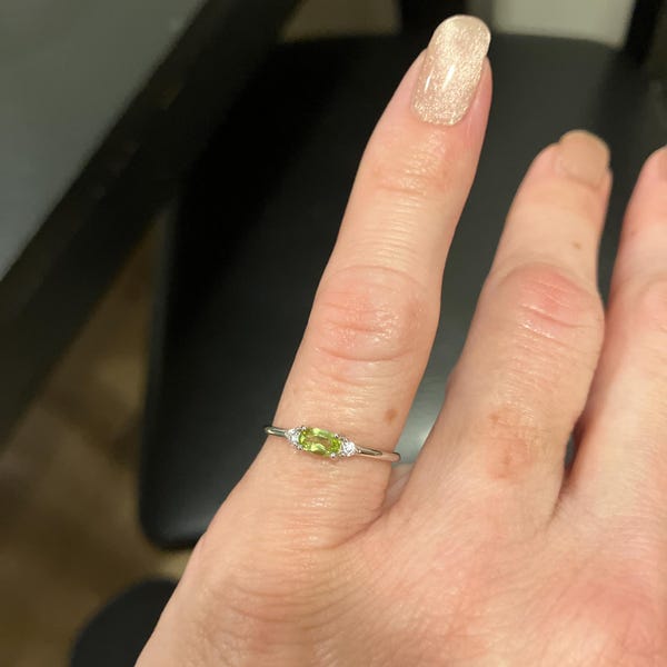 Natural Peridot Ring in Sterling Silver, Genuine Green Periot Ring ...