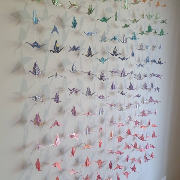 Handmade Rainbow Origami Crane Wall Hanging - Etsy