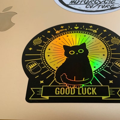 Cat Sticker, Good Luck Cat, Cat Eyes Sticker, Black Sticker, Black Cat ...