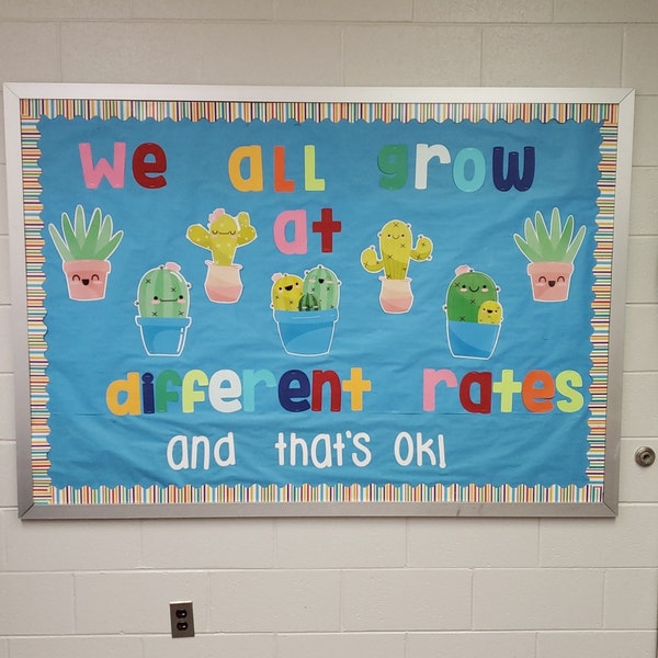 WE ALL GROW Cactus Bulletin Board Kit Letters Classroom Decoration ...