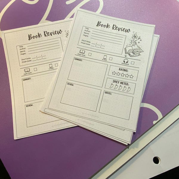 Book Review - PRINTABLE Journal Page - Planner Page - Bookclub Book ...