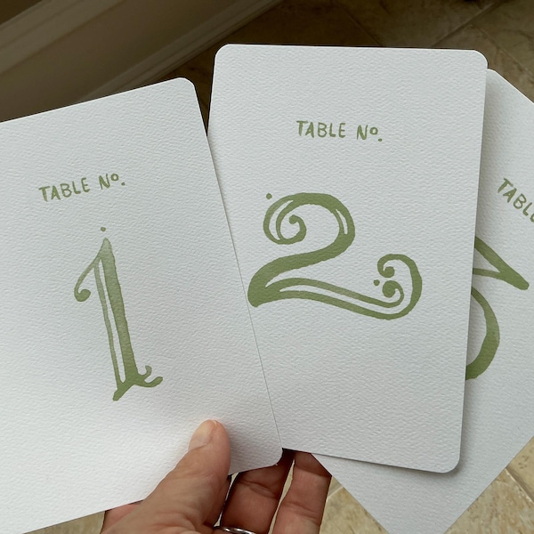 Wedding Table Numbers, Watercolor Numbers in Sage, Elegant Numbers, Table Numbers Green, Farm ...