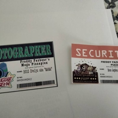 FNAF Security Badge Personalized Badge Security Breach Freddy Fazbear ...