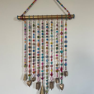 Colorful Glass-beaded Window Valance, Unique Home Decor, Boho Window ...