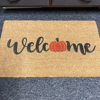Cute Pumpkin Door Mat, Welcome Pumpkin Door Mat, Welcome Mat, Pumpkins ...