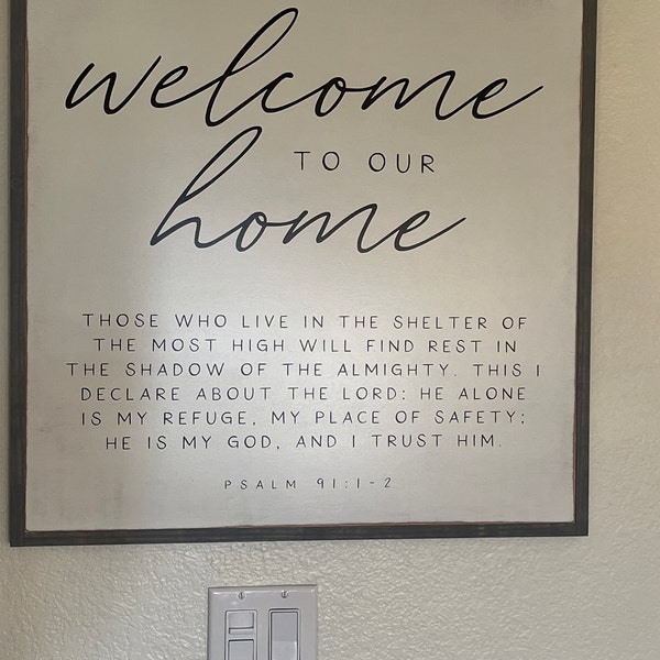Welcome to Our Home - Wooden Framed Sign | Wood Wall Plaque | Shabby ...