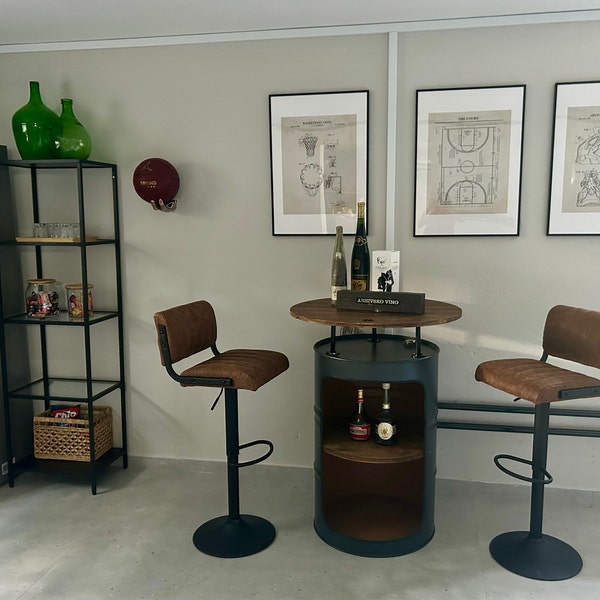 Barrel Minibar Barrel Wood Steel Whisky Shelf Coffee Table Side Table ...