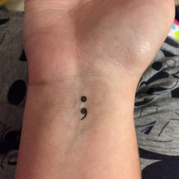 Semicolon Heart Awareness Temporary Tattoo 5 Waterproof Durable Fake ...