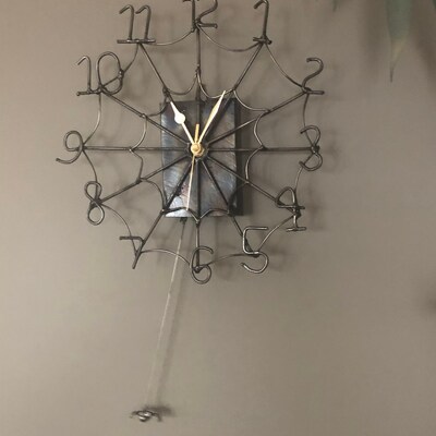 Spider Web Wallclock,with Working Spider Pendulum, Handmade From ...