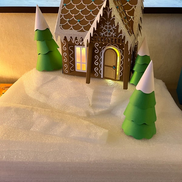3D Gingerbread House SVG Cut File - 3D Paper Gingerbread House ...