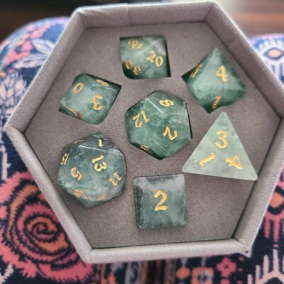 Green Fluorite Gemstone Dice chlorophane Hand Carved Polyhedral Dice ...