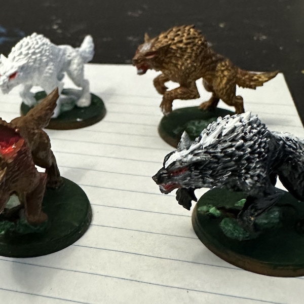 Four Stalking Wolves Miniature for D&D, Dungeons and Dragons ...