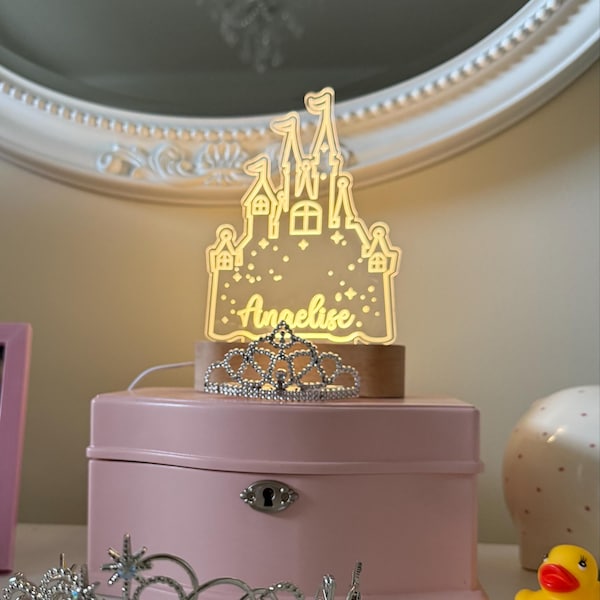 Personalized Princess Castle Night Light - Custom LED Lamp for Kids ...
