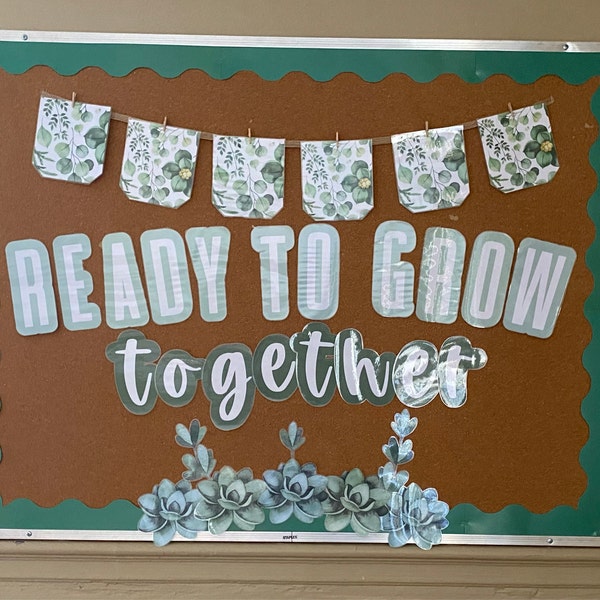 Modern Greenery Back to School Bulletin Board Kit Nature Inspired Door ...