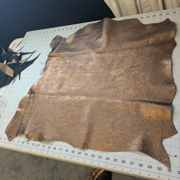 SALE Dark Tan Leather Hides, Genuine Lambskin, Rustic Finish ...