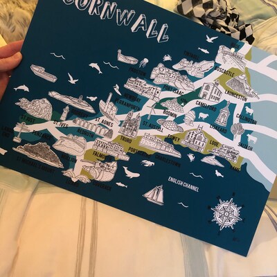Cornwall Map, Illustrated Map, Cornwall Gifts, Map of Cornwall ...