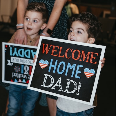 Welcome Home Daddy Sign Editable Red White Blue Homecoming Back From ...