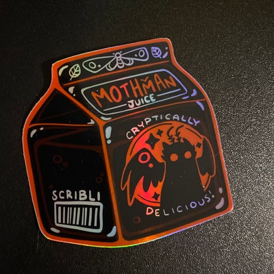 Mothman Juice Box Spooky Holographic Sticker - Etsy