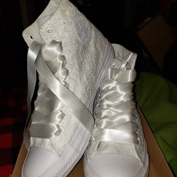 Ivory Wedding Converse High Top, Custom Converse Shoes, Lace High Top ...