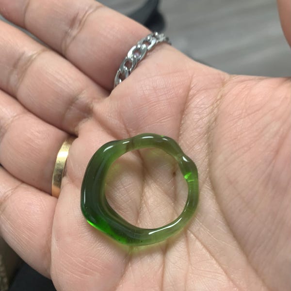 Handmade Forest Green Glass Ring: Minimalist Borosilicate Jewelry - Etsy