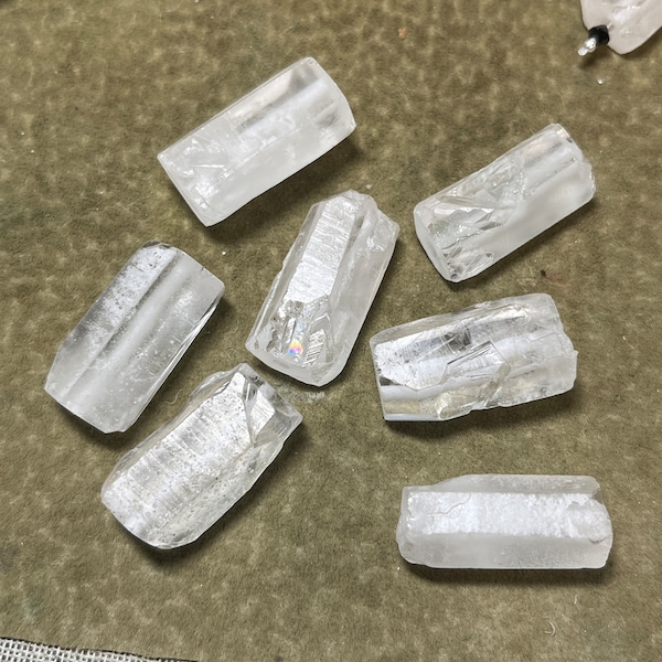 6 Sided Quartz Crystal Cylinder Vertical Through Drilled Natural White ...