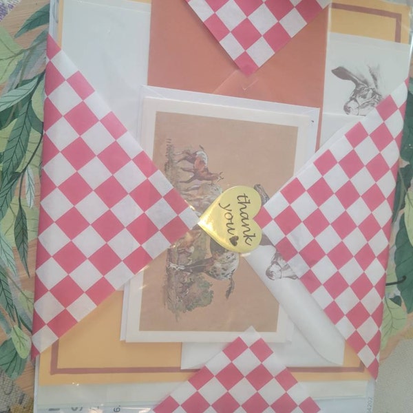 Vintage Stationery Fold A Notes Bees & Blossoms Set of 3 W/ Gold Seals ...