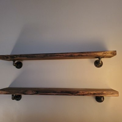 Floating Shelves, Wall Shelf, Angled Bracket Farmhouse Decor, Pipe ...