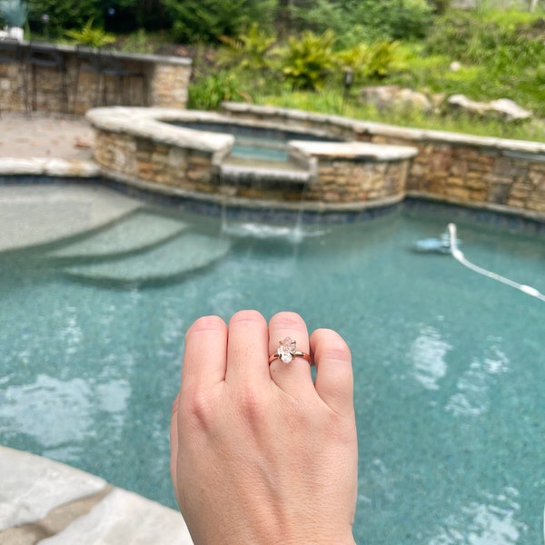 Raw Rose Gold Herkimer Diamond Ring/gorgeous Rough Uncut Herkimer ...