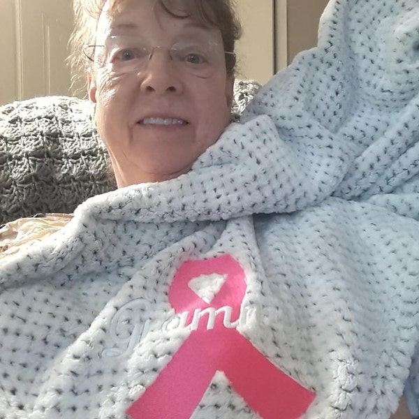 Embroidered Breast Cancer Blanket, Personalized Cancer Survivor Blanket ...