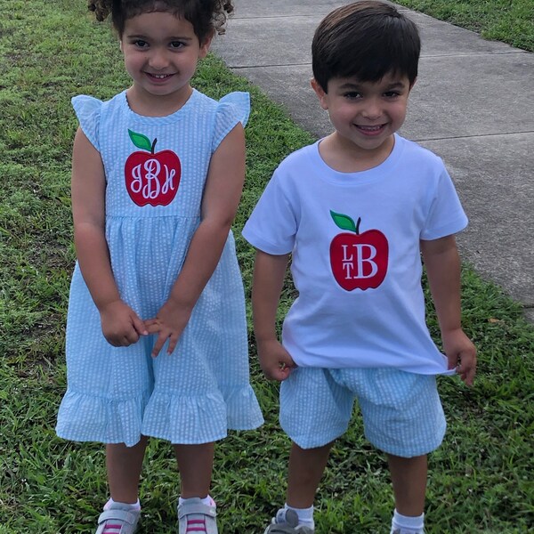 Monogram Back to School Apple Dress for Baby Toddler Girls Kids Apple ...