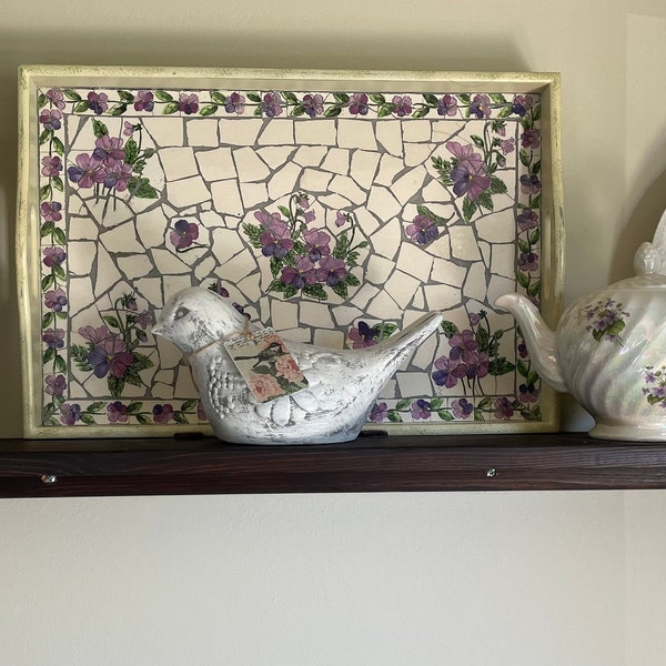 Desk Organizer French Country Shabby Distressed Birds in Flight up ...