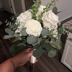 Boho Bridal Bouquet, Blush Pink and Blue Wedding Bouquet, Wedding ...