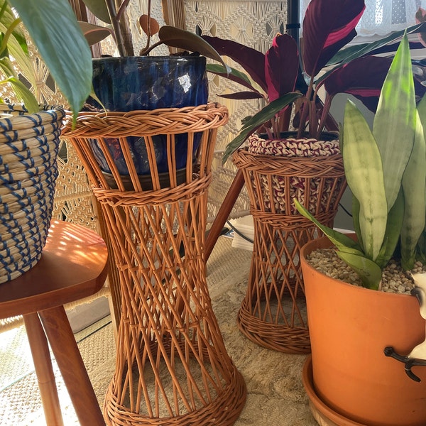 Wicker Flower Pot Holder, Wicker Flower Stand, Willow Flower Planter ...