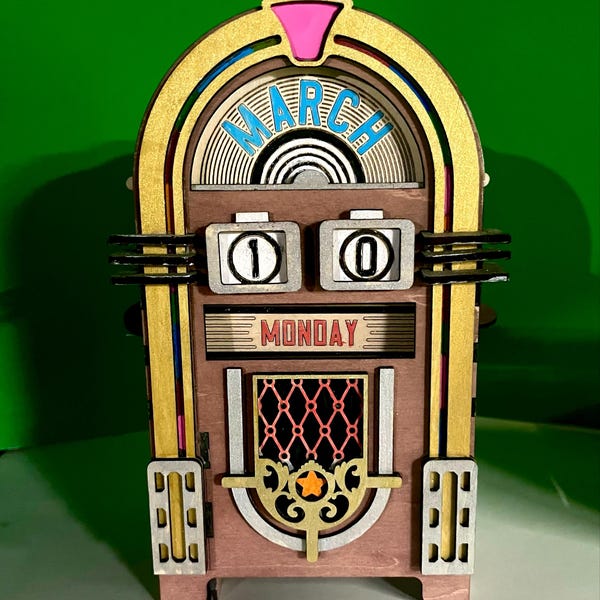 3d Wooden Puzzle Jukebox Calendar Laser Cut | Calendar Laser Cut | Perpetual Calendar Laser ...