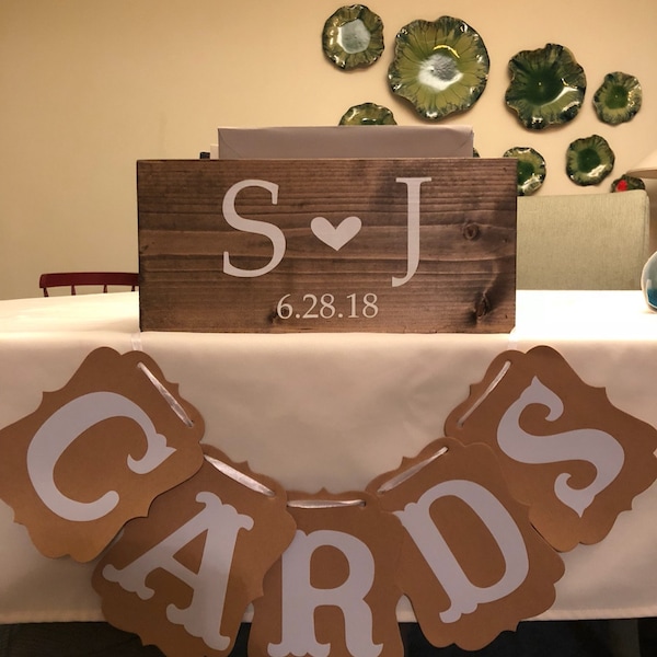Card Box, Card Holder, Cards Sign, Gift Table Box, Rustic Wood Wedding ...