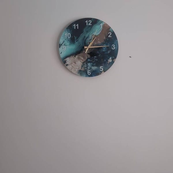 Glass Abstract Wall Clock Wall Art, Modern Marbled Style Tempered Glass ...