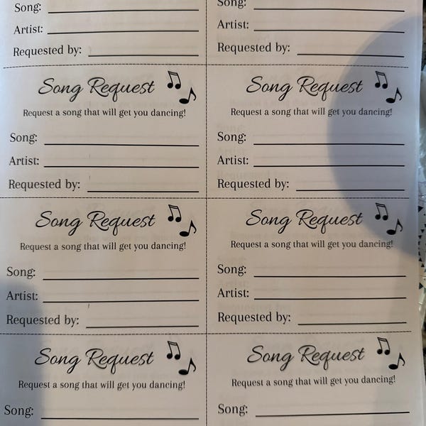 Song Request Print-out - Etsy
