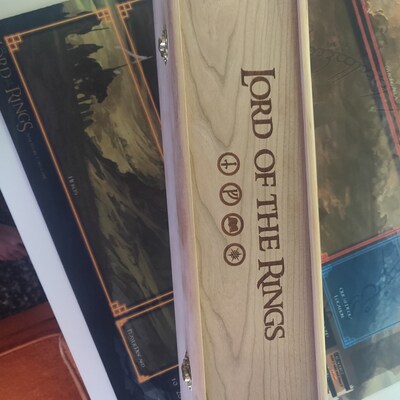 Wooden Trading Card Deck Box With Hinged Lid 2 Removable Dividers Fits ...