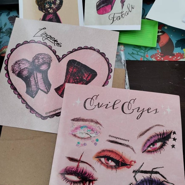 Riot Grrrl 80s Punk Rock Aesthetic Evil Eyes Makeup Drawing Canvas Art ...