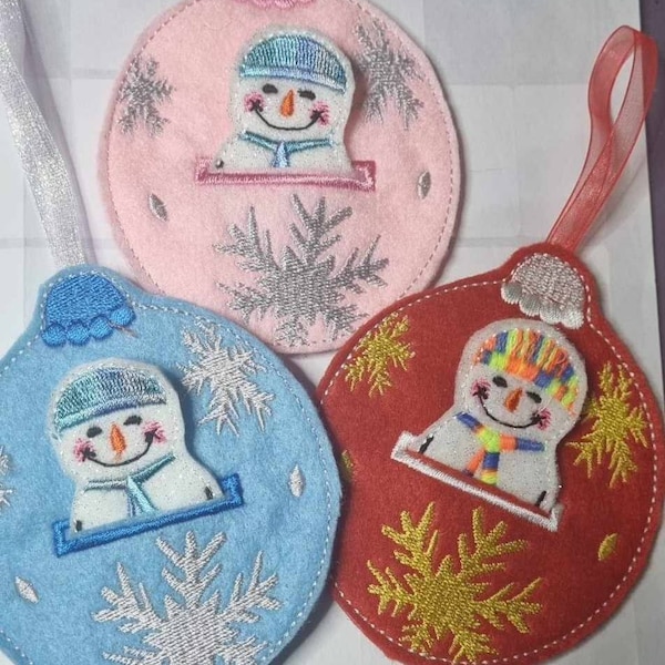 Snowman Bauble, Hanging Decoration, Christmas Design, DIGITAL PATTERN ...