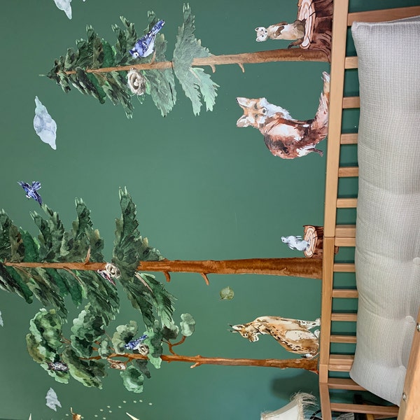 XL Woodland Fabric Wall Decal, Backwoods Woodland Nursery Décor, Forest ...
