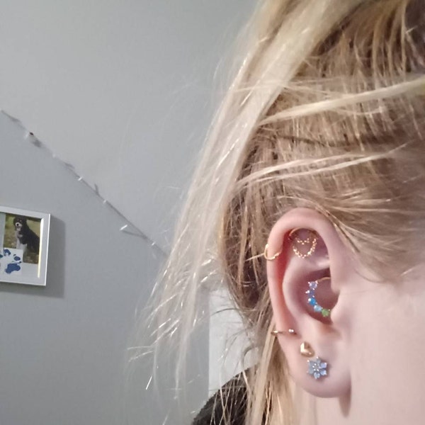 16G Double Chain Drape/dangle CZ Hidden Helix Piercing/rook Earring ...