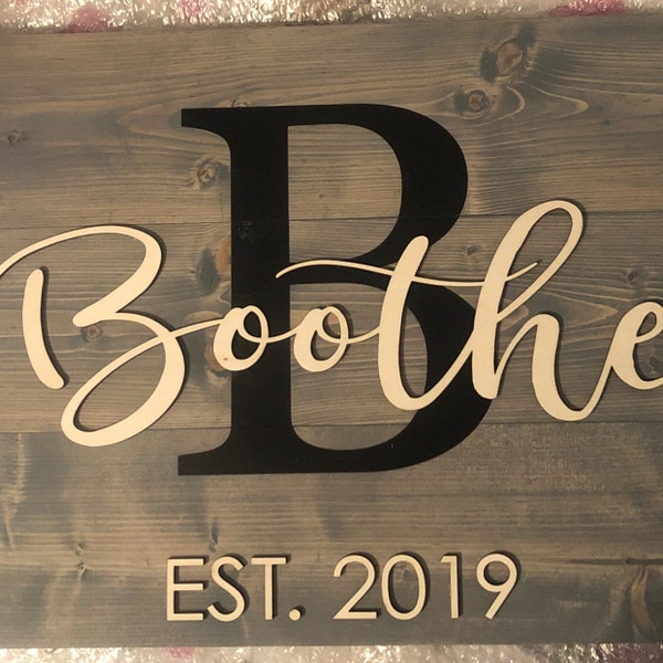 Family Name Wedding Sign: Custom 3D Monogram (personalized Text) - Etsy