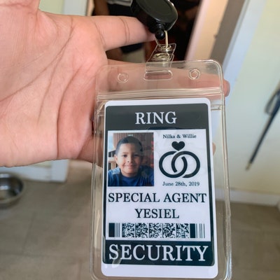 Ring Security ID Badge With Badge Reel Wedding Ring Bearer Alternative ...