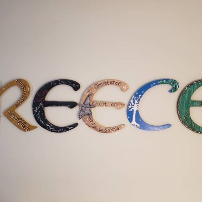 Middle Earth Painted Letters Hobbit Nursery Letters Wizard Nursery Wood ...