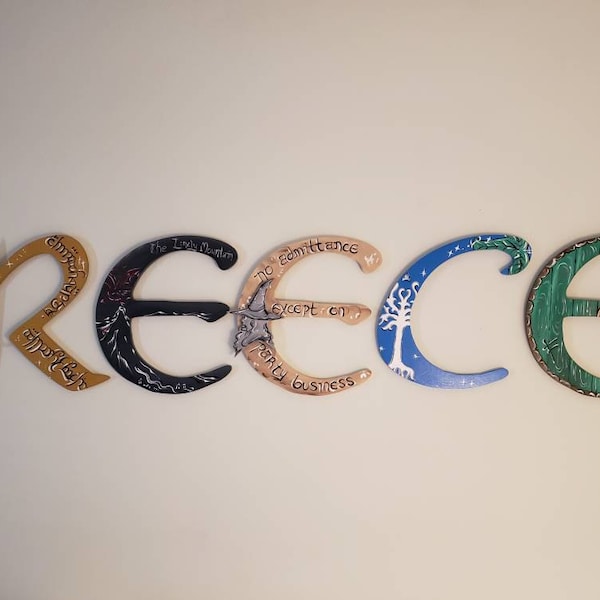 Middle Earth Painted Letters - Hobbit Nursery Letters - Wizard Nursery ...