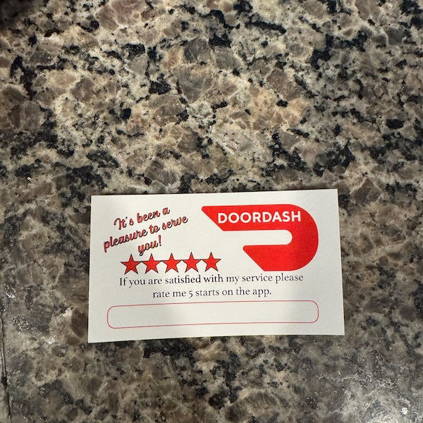 DOORDASH Delivery Rating Cards ~ Satisfied Service Food Delivery Driver ...